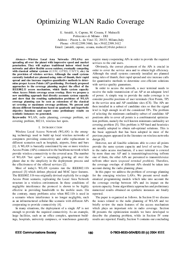 (PDF) Quantitative WLAN Coverage Optimization