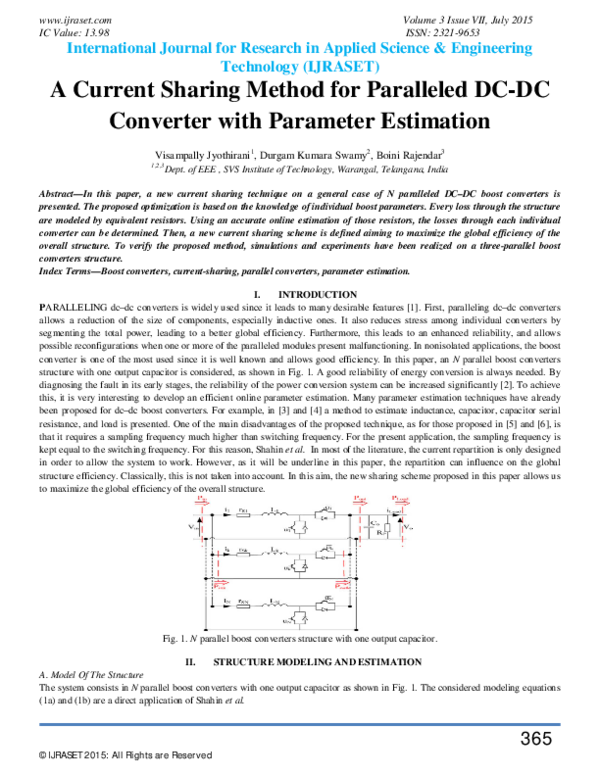 Pdf A Current Sharing Method For Paralleled Dc Dc Converter With Parameter Estimation
