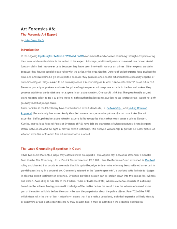 (PDF) Art Forensics #6: The Forensic Art Expert