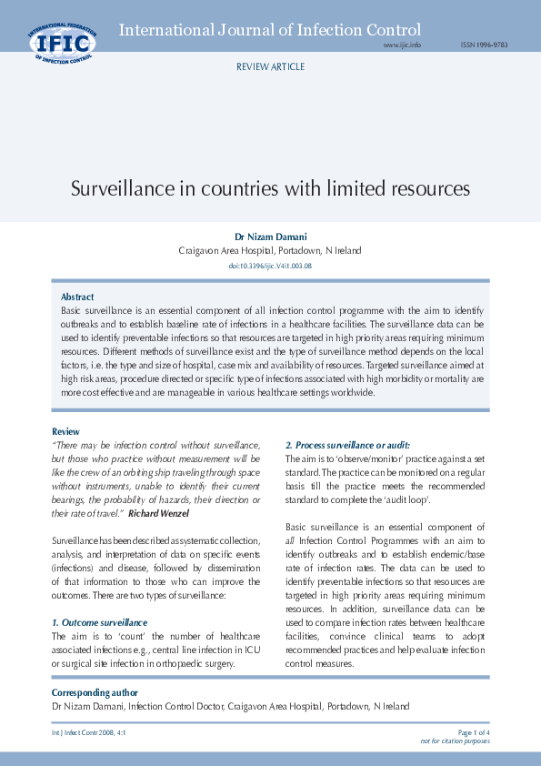 (PDF) Surveillance in Countries with Limited Resources