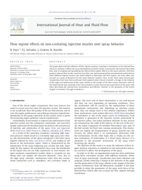 (PDF) Flow regime effects on non-cavitating injection nozzles over ...