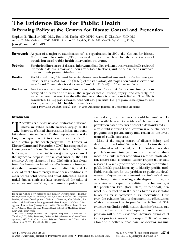 (PDF) The Evidence Base for Public Health