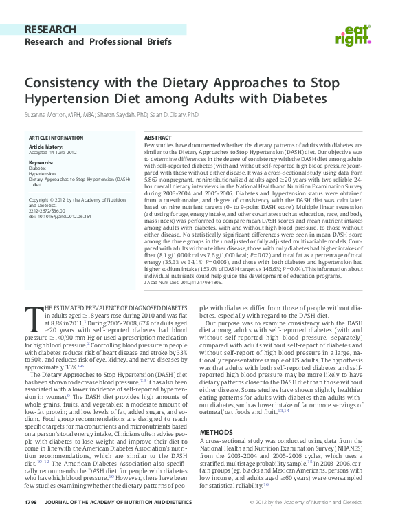 (PDF) Consistency with the Dietary Approaches to Stop Hypertension Diet ...