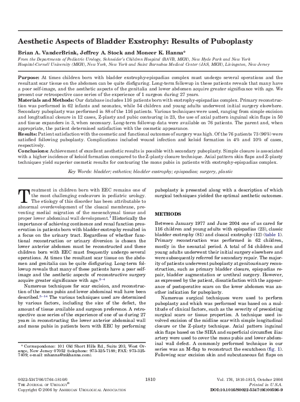 (PDF) Aesthetic Aspects of Bladder Exstrophy: Results of Puboplasty ...