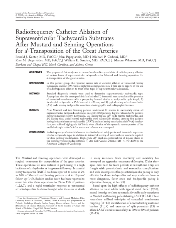 (PDF) Radiofrequency Catheter Ablation of Supraventricular Tachycardia ...