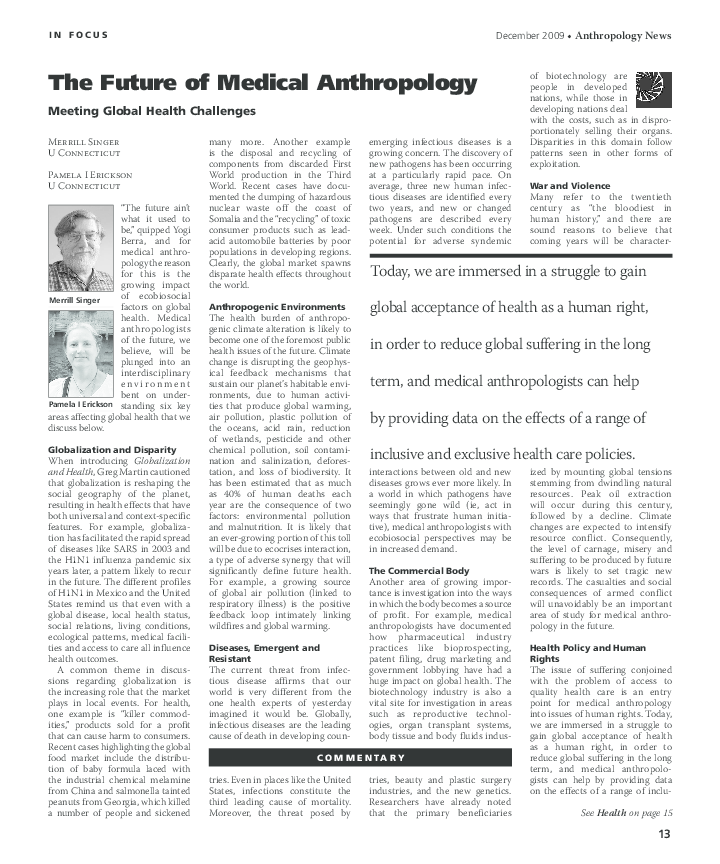 (PDF) The Future of Medical Anthropology: Meeting Global Health Challenges
