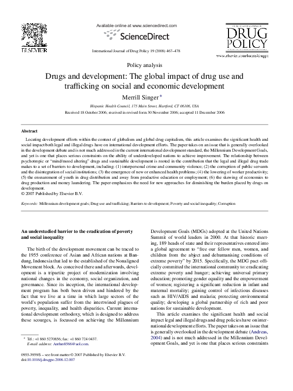 (PDF) Drugs and development: the global impact of drug use and ...