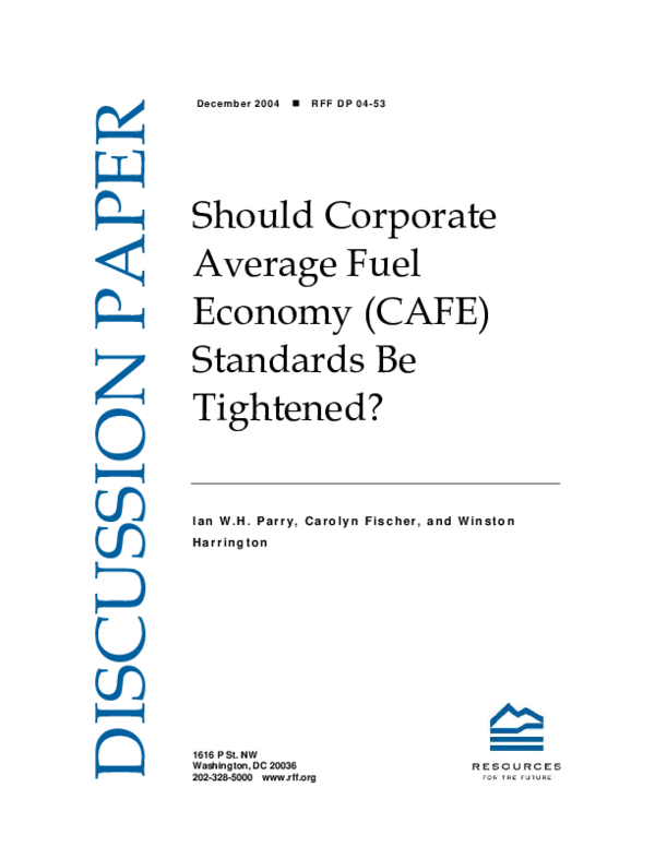 (PDF) Should corporate average fuel economy (CAFE) standards be tightened
