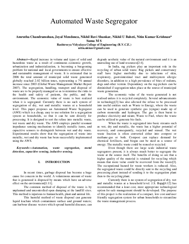 (PDF) Automated Waste Segregator