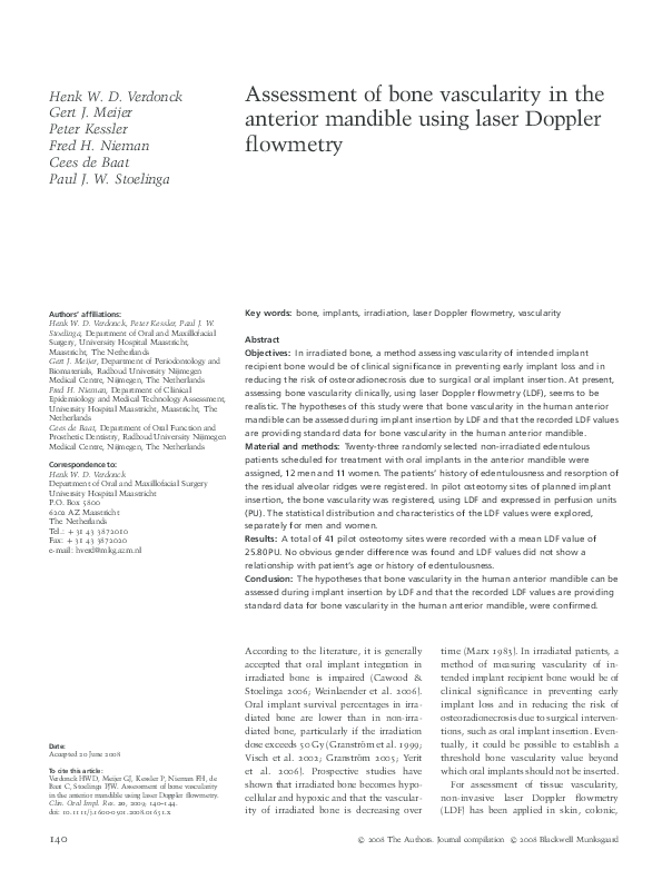 (PDF) Assessment of bone vascularity in the anterior mandible using ...