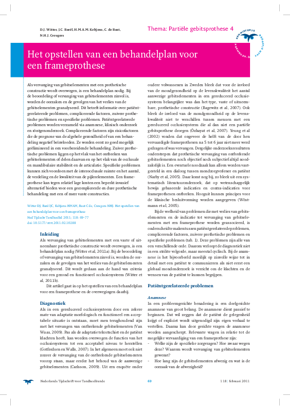 (PDF) Het opstellen van een behandelplan voor een frameprothese