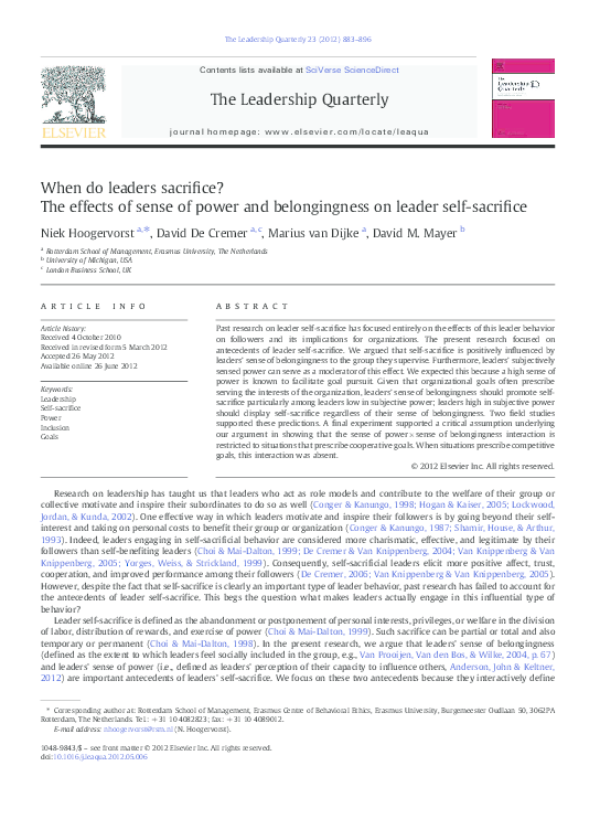 (PDF) When do leaders sacrifice?
