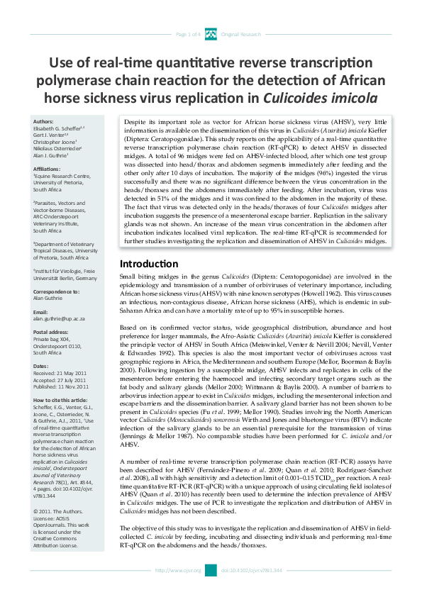 (PDF) Use of real-time quantitative reverse transcription polymerase chain reaction for the ...