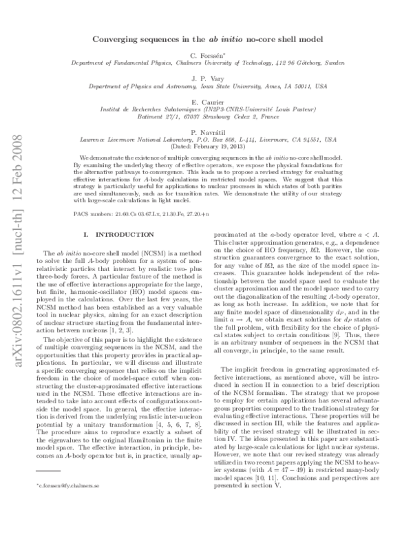 (PDF) Converging sequences in the ab initio no-core shell model