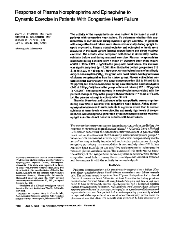 (PDF) Response of plasma norepinephrine and epinephrine to dynamic ...