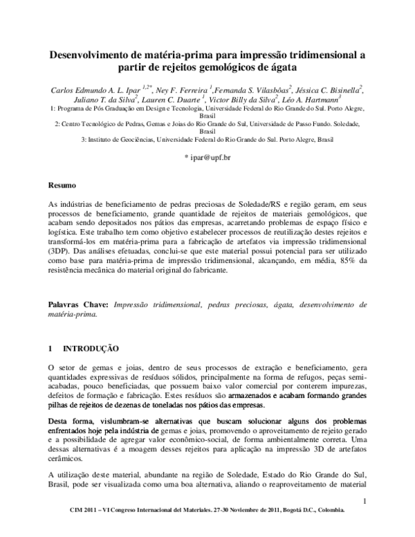 (PDF) Desenvolvimento e impressão 3D de estruturas têxteis e malhas de ...