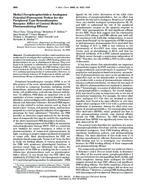 (PDF) Methyl Pyropheophorbide- a Analogues: Potential Fluorescent ...