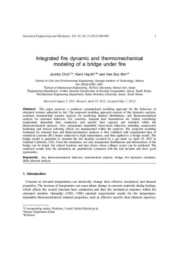 (PDF) Integrated fire dynamic and thermomechanical modeling of a bridge under fire
