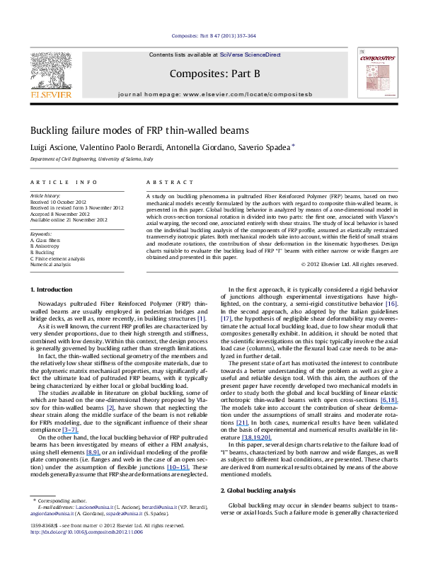 (PDF) Buckling failure modes of FRP thin-walled beams