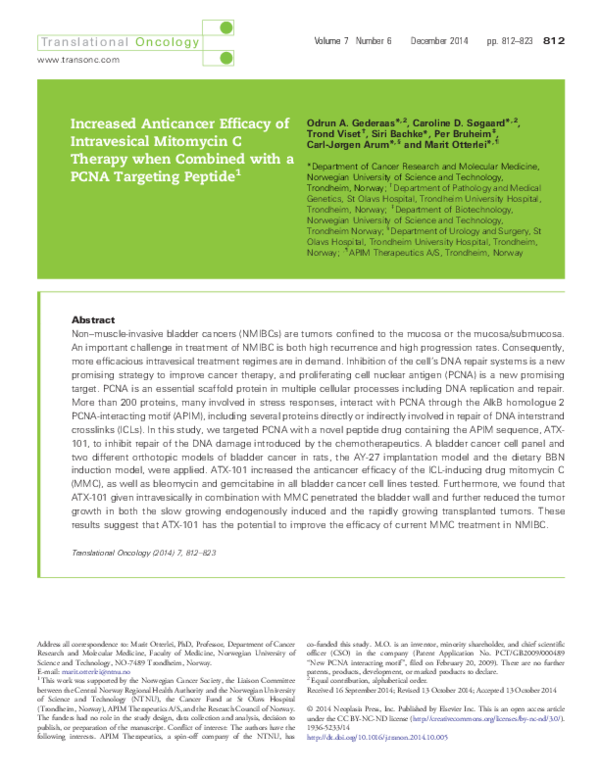 (PDF) Increased Anticancer Efficacy of Intravesical Mitomycin C Therapy when Combined with a ...