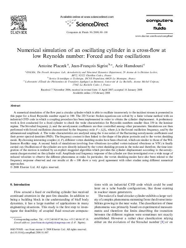 (PDF) Numerical simulation of an oscillating cylinder in a cross-flow ...