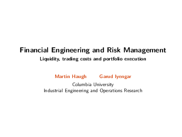 (PDF) Financial Engineering and Risk Management Liquidity, trading ...