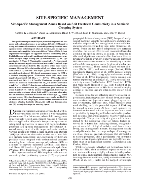 (PDF) Site-Specific Management Zones Based on Soil Electrical ...