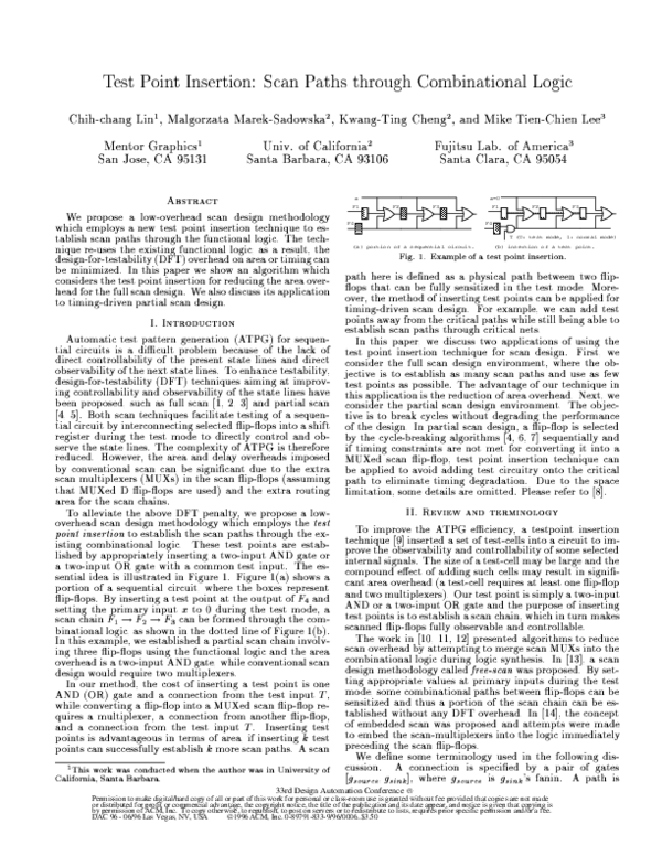 Pdf Test Point Insertion Scan Paths Through Combinational Logic