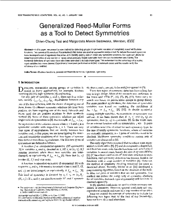 (PDF) Generalized Reed-Muller forms as a tool to detect symmetries