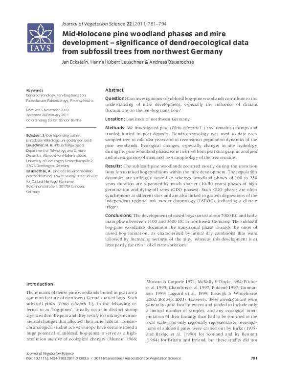 (PDF) Mid-Holocene pine woodland phases and mire development ...