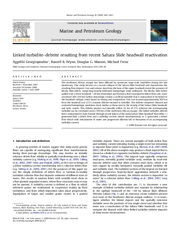(PDF) Linked turbidite–debrite resulting from recent Sahara Slide ...