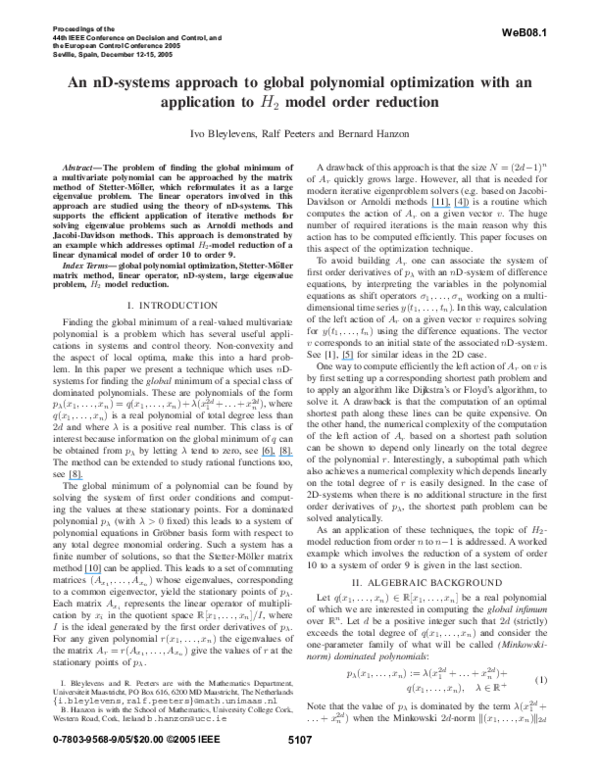 (PDF) An nD-systems approach to global polynomial optimization with an application to H>inf /inf