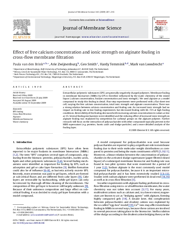 (PDF) Effect of free calcium concentration and ionic strength on ...