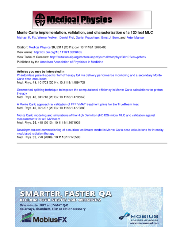 (PDF) Monte Carlo implementation, validation, and characterization of a ...