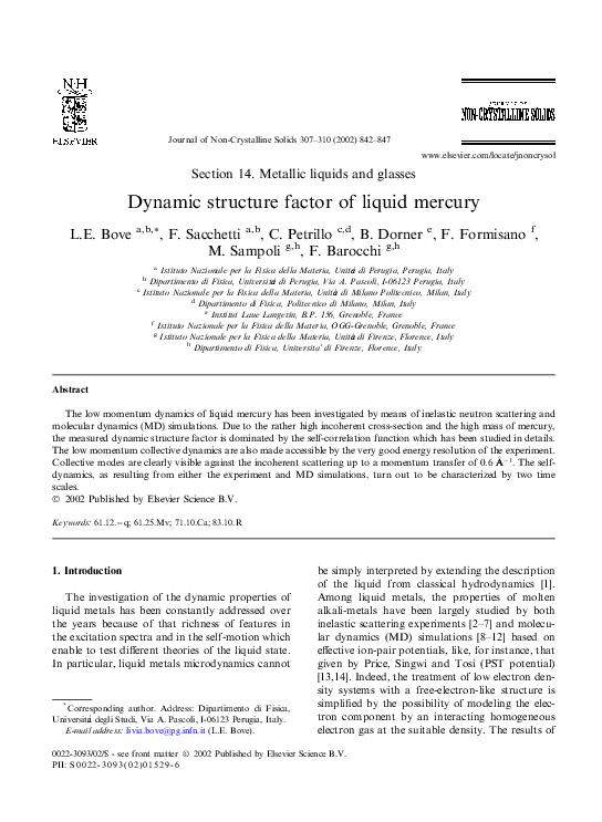 (PDF) Dynamic structure factor of liquid mercury