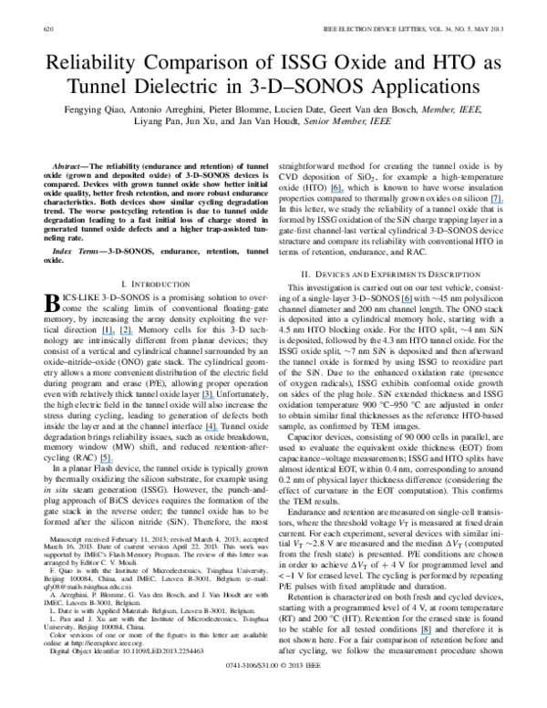 (PDF) Reliability Comparison of ISSG Oxide and HTO as Tunnel Dielectric ...