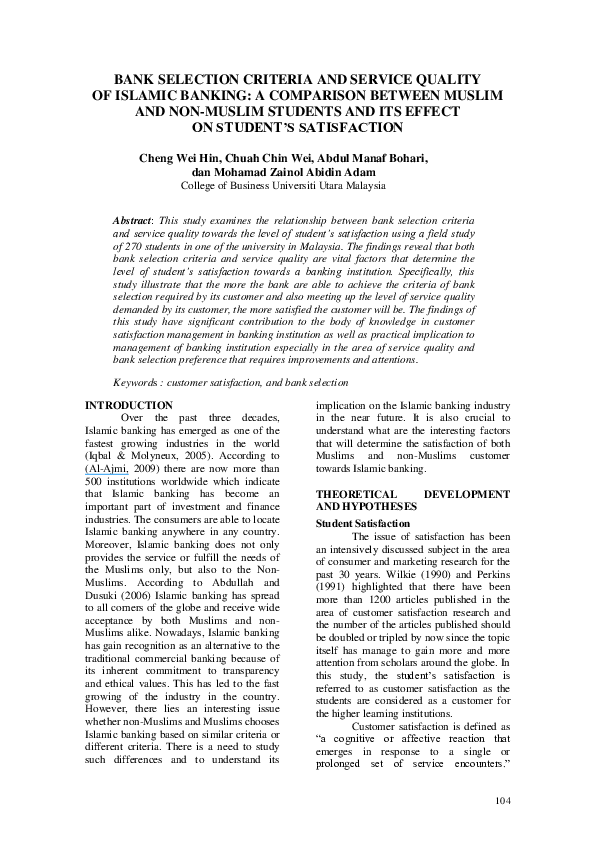 (PDF) Bank Selection Criteria and Service Quality of Islamic Banking: A ...