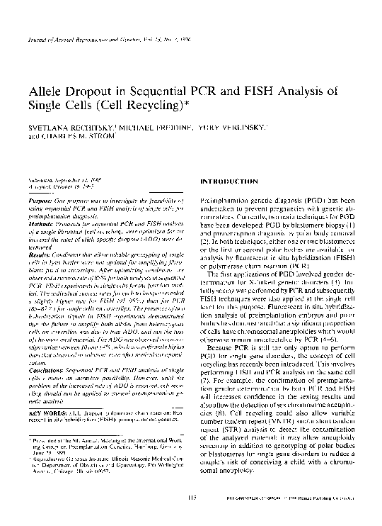 (PDF) Allele dropout in sequential PCR and FISH analysis of single ...