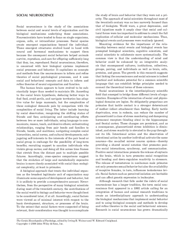 (PDF) Social Neuroscience