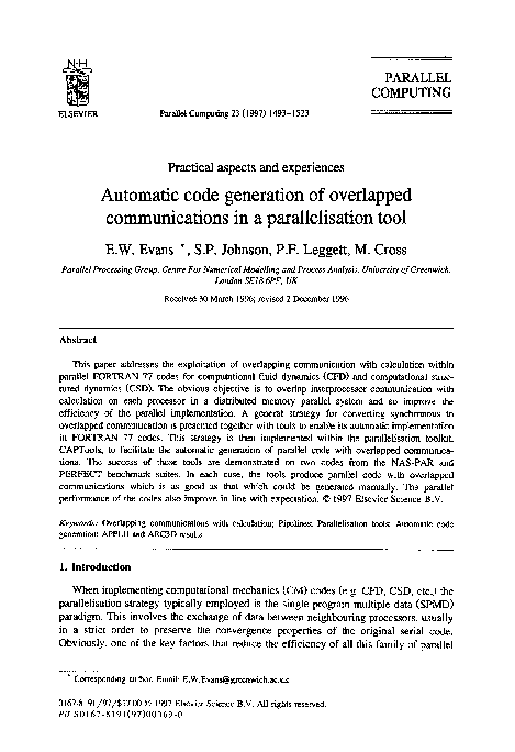 (PDF) Automatic code generation of overlapped communications in a parallelisation tool