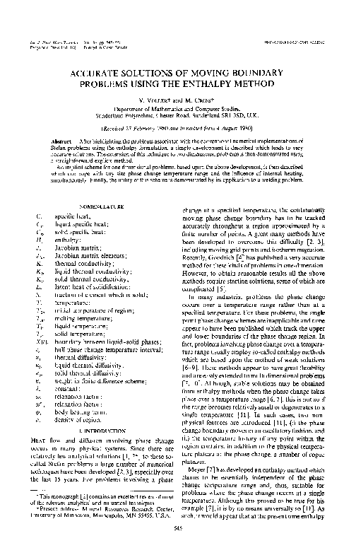 (PDF) Accurate solutions of moving boundary problems using the enthalpy method