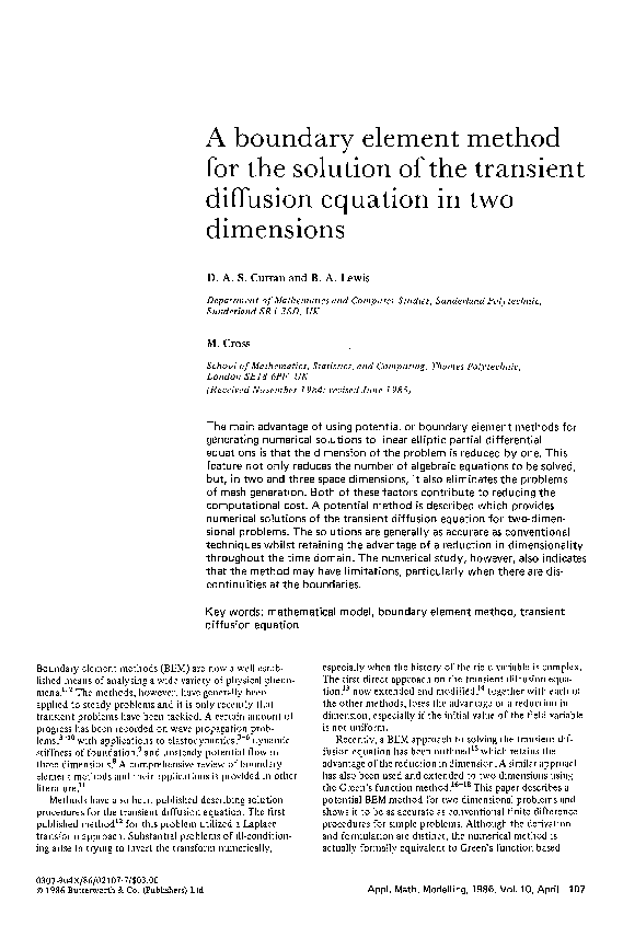 Pdf A Boundary Element Method For The Solution Of The Transient