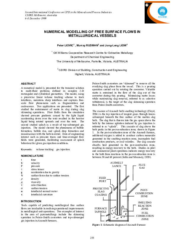(PDF) Numerical modelling of free surface flows in metallurgical vessels