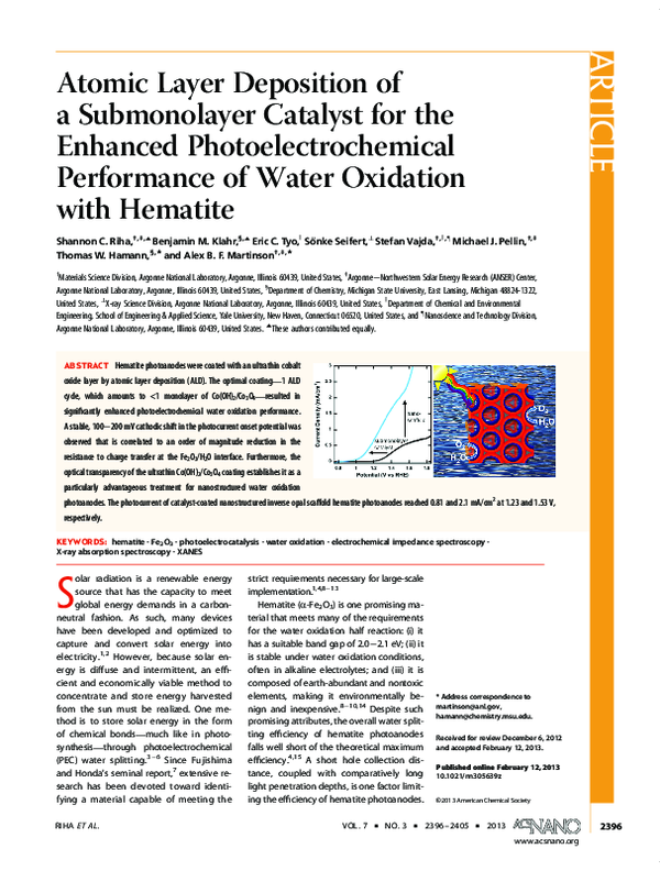 (PDF) Atomic Layer Deposition of a Submonolayer Catalyst for the ...