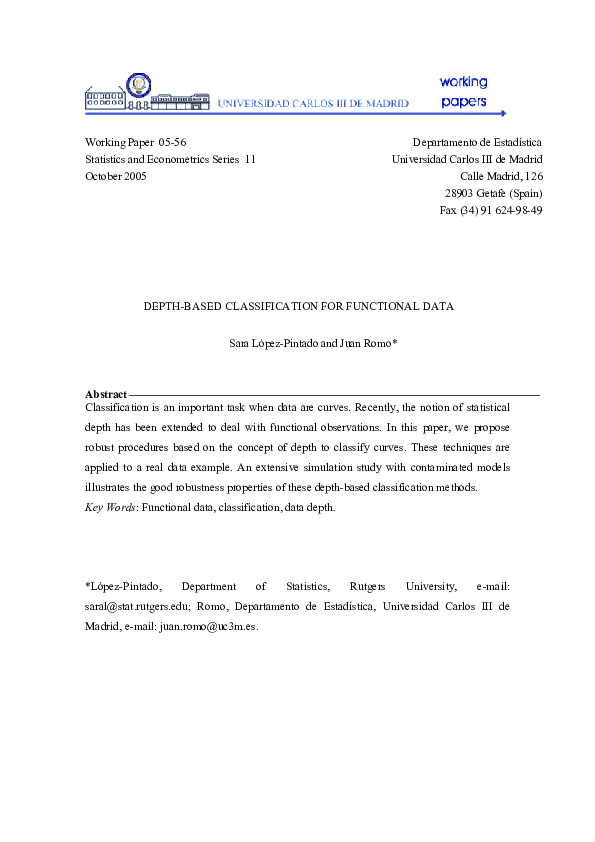 (PDF) Depth-based classification for functional data