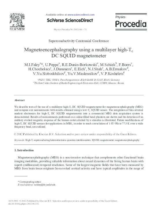 (PDF) Magnetoencephalography using a Multilayer hightc DC SQUID ...