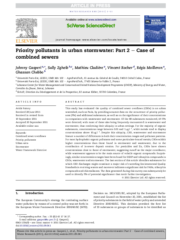 (PDF) Priority pollutants in urban stormwater: Part 2 – Case of ...