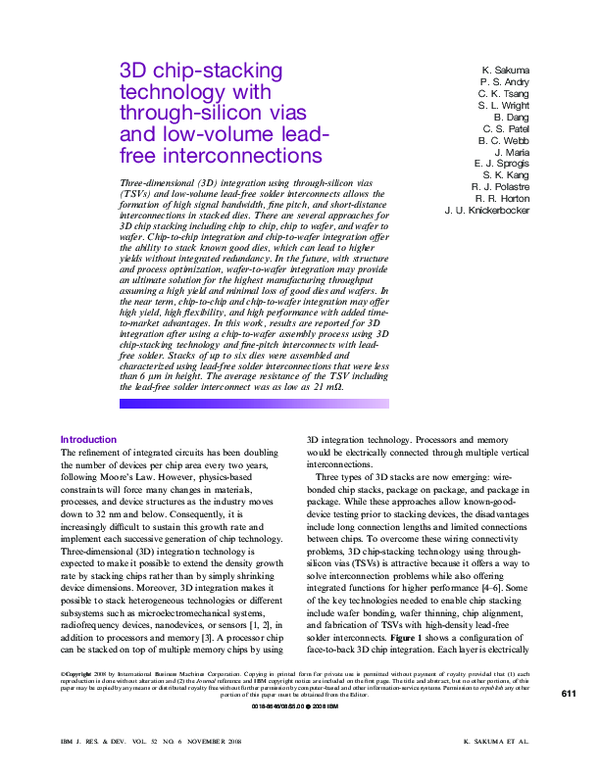 (PDF) 3D chip-stacking technology with through-silicon vias and low ...