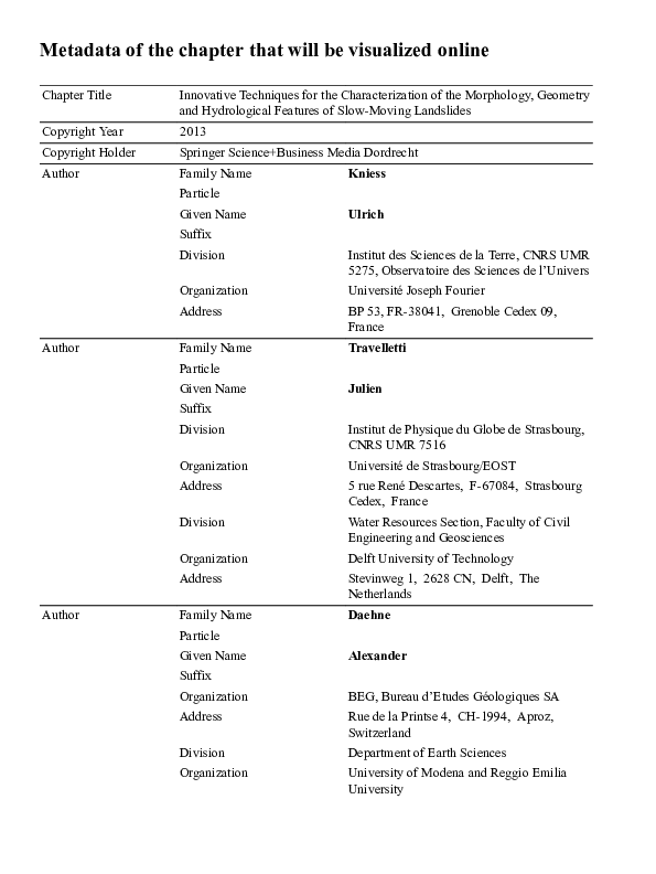 (PDF) Innovative Techniques for the Characterization of the Morphology, Geometry and ...