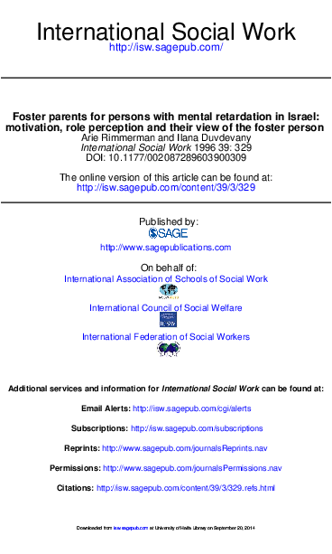 (PDF) Foster parents for persons with mental retardation in Israel ...